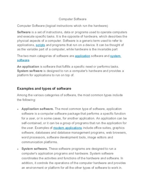 Doc Computer Software Logical Instructions Which Run The Hardware