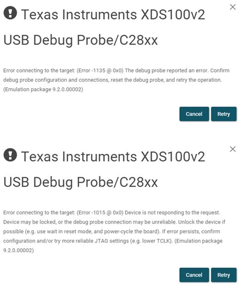 Launchxl F28027f Cannot Get Ccs To Connect To Launchxl For Debug Error 1135 Or 1015 C2000