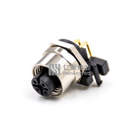M12 Panel Mount Connectors Female Right Angle Socket Through Holer