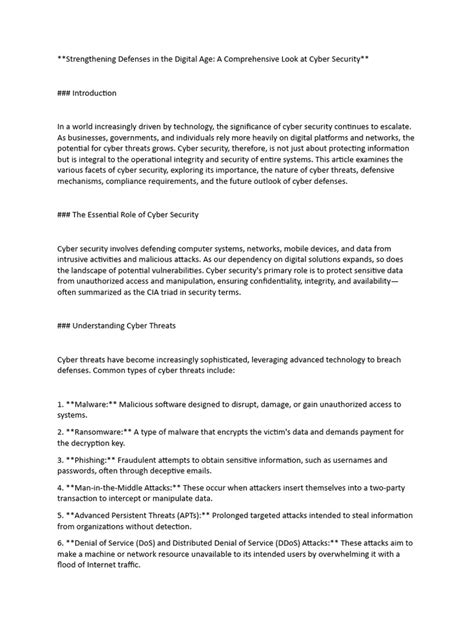 Strengthening Defenses In The Digital Age Pdf Security Computer Security