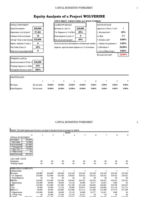 Capital Budgeting Template Jumawid Joyce S Pdf Capital Budgeting