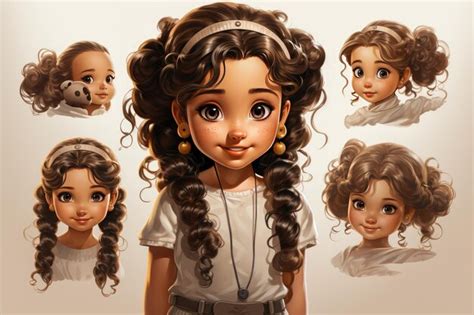premium ai image cute girl in the style of multiple poses while
