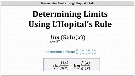 Determine A Limit Using Lhopitals Rule Product To Quotient Youtube