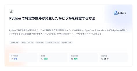 Python で特定の例外が発生したかどうかを確認する方法 Labex