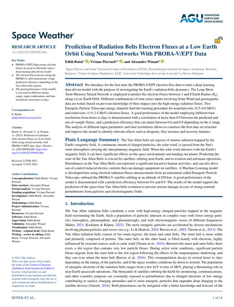Pdf Prediction Of Radiation Belts Electron Fluxes At A Low Earth Orbit Using Neural Networks