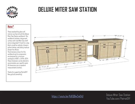 Deluxe Miter Saw Station Workbench Digital Build Plans Woodworking