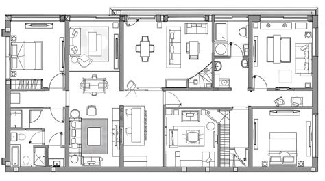Modern Apartment Floor Plan With Open Concept Living Space And Multiple