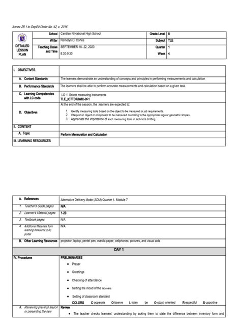 tle 8 q1 lp technical drafting week 4 pdf technical drawing