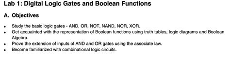 Solved Lab Digital Logic Gates And Boolean Functions A Chegg