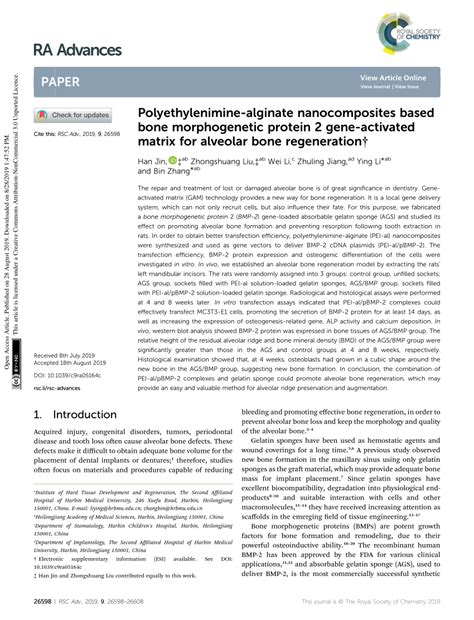 Pdf Polyethylenimine Alginate Nanocomposites Based Bone Morphogenetic Protein 2 Gene Activated