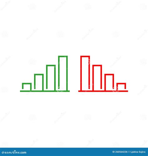 Graph Going Up And Down Sign With Green And Red Arrows Isolated On White Background Stock Vector