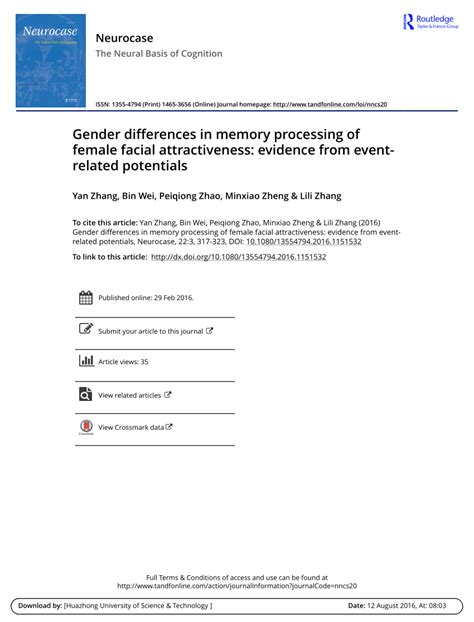 Pdf Gender Differences In Memory Processing Of Female Facial