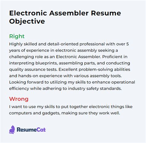 Top 17 Electronic Assembler Resume Objective Examples