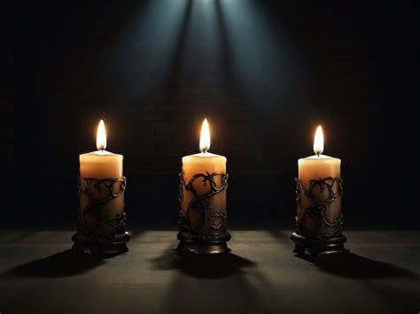 Premium Ai Image Mystical Candles Casting Long Shadows In A Dark