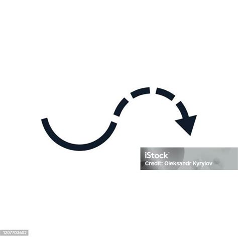 반 파선 곡선 화살표 아이콘입니다 개체 주위를 이동합니다 흰색 배경에 격리된 스톡 벡터 그림입니다 곡선에 대한 스톡 벡터 아트 및 기타 이미지 Istock
