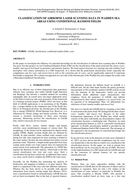 Pdf Classification Of Airborne Laser Scanning Data In Wadden Sea Areas Using Conditional