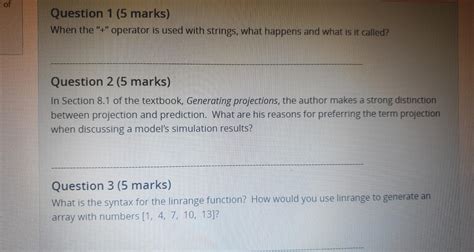Solved Question 1 5 Marks When The Operator Is Used