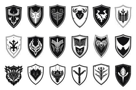 Premium Photo A Set Of Shields With Different Designs And Symbols Generative Ai
