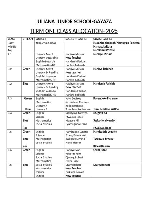 Class Allocation 2025 Pdf Cognition Learning