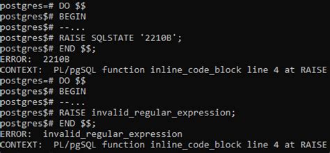 PostgreSQL Errors And Messages
