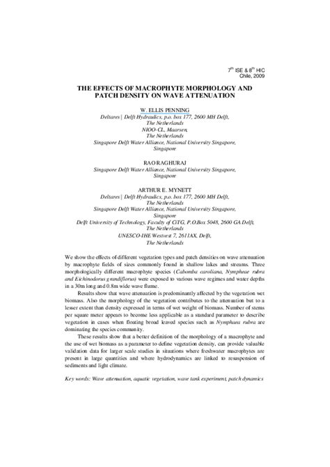 Pdf The Effects Of Macrophyte Morphology And Patch Density On Wave