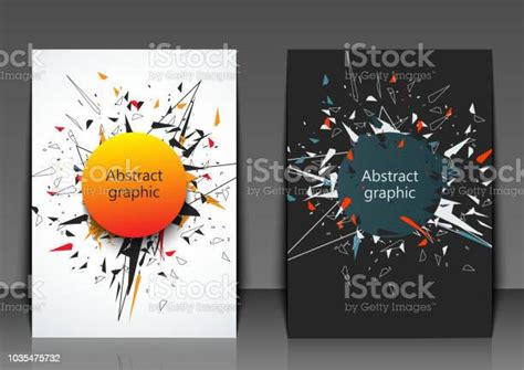 플라이어 템플릿 추상적인 배경입니다 추상적인 측면 요소는 여러 조각으로 부 쉈 다 폭발 효과입니다 Eps10 벡터 일러스트입니다 종이접기에 대한 스톡 벡터 아트 및 기타