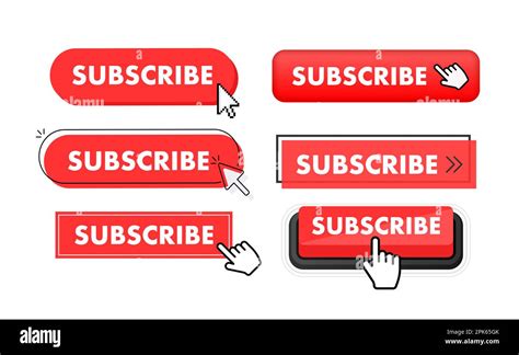 Set Of Subscribe Button Hand Pointer Clicking Subscribe Web Buttons Stock Vector Image And Art
