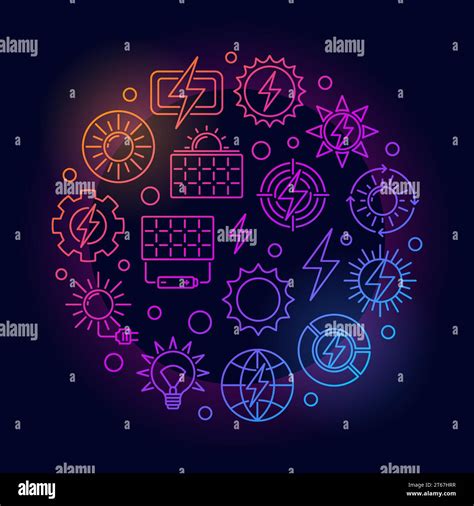 Solar Power Concept Colorful Illustration Vector Round Symbol Made