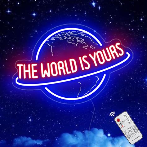 The World Is Yours Neon Sign Remote Dimmer Planet Led Neon Light Lamp