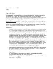 CourseHero Intro To Communication Task Docx Intro To Communication C Task Topic Video