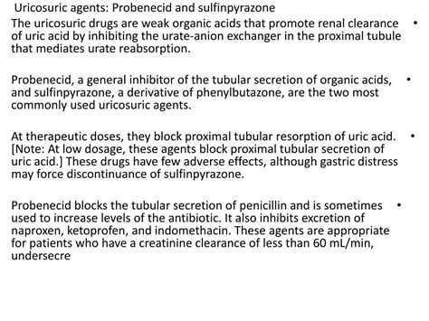 Ppt Drugs Employed In The Treatment Of Gout Powerpoint Presentation