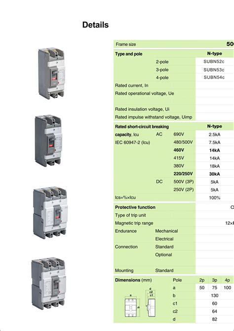 Subn102c 2 Pole Mini Electrical Dc Moulded Case Circuit Breaker
