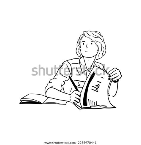 Illustration Office Lady Work Stock Vector Royalty Free 2255970441