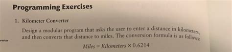 solved programming exercises 1 kilometer converter design a