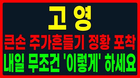 고영 주가 큰손 주가흔들기 정황 포착 내일 무조건 이렇게 하세요 기관 외국인 풀매집 시그널 눌림목 매매기법 가즈아
