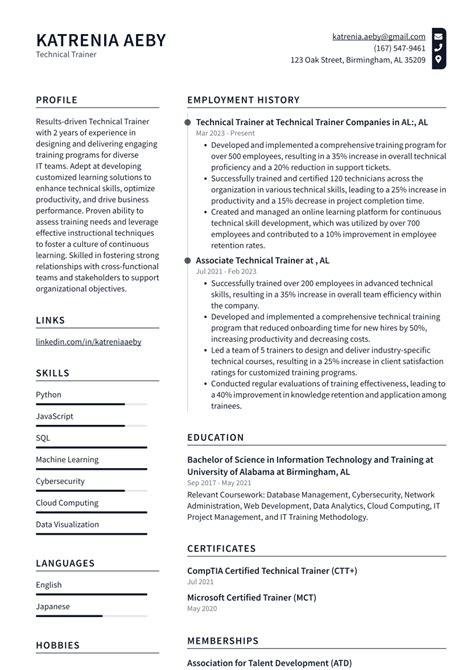 Top 18 Technical Trainer Resume Objective Examples