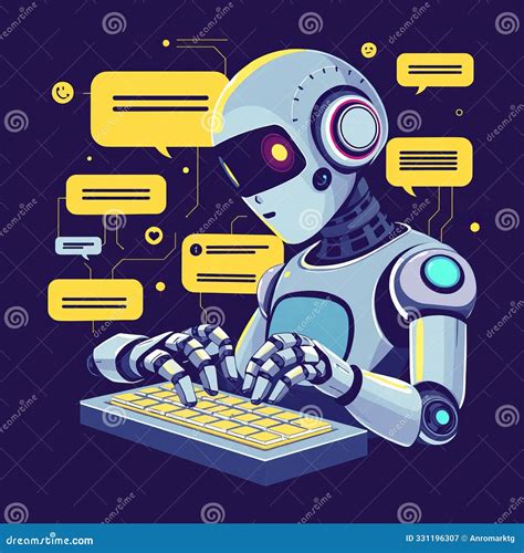 Chat Gpt Robot Responding With A Generative Ai Keyboard Illustration Stock Illustration