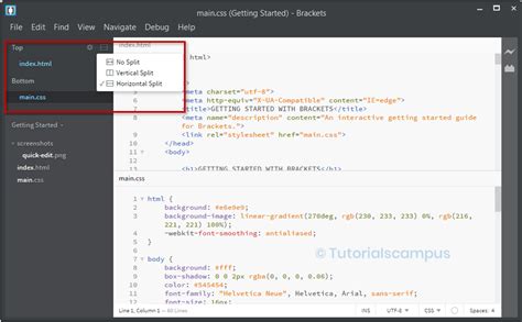 Brackets Split Editor Section