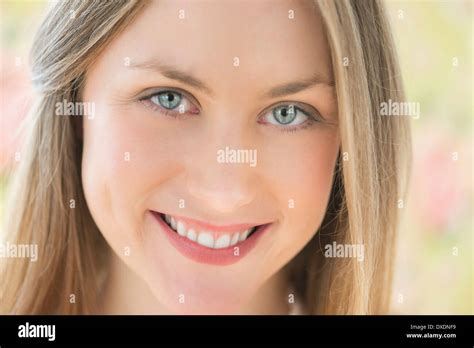 Portrait Of Blond Woman Smiling Stock Photo Alamy