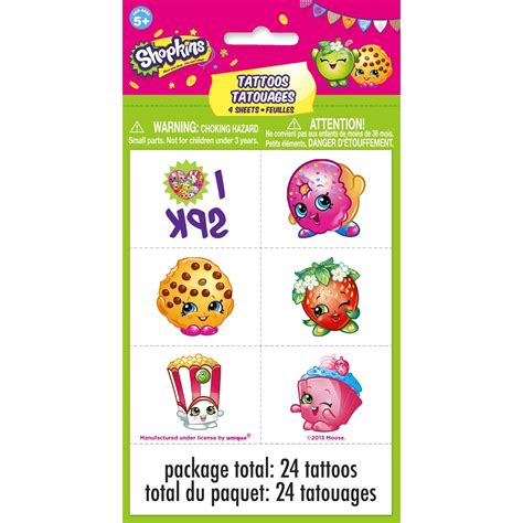 Shopkins Tattoos 4 Sheets Discount Party Supplies