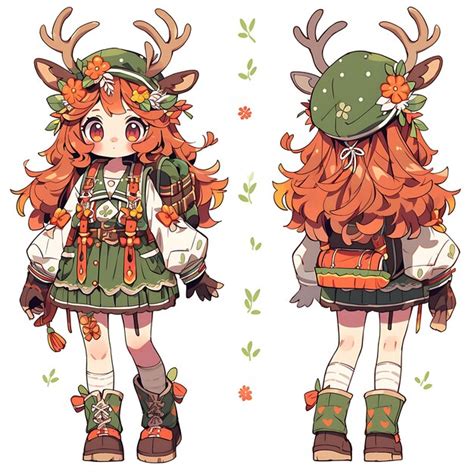 Premium Photo Colorful Female Deer Themed Chibi Kawaii Park Ranger Nature Inspired Creative