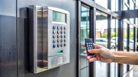 A Technician Configuring A Secure Access Control Panel In A Server Room