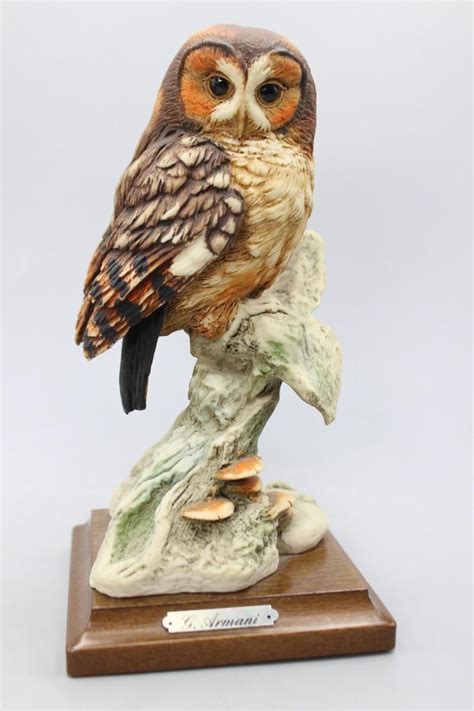 Vintage Capodimonte G Armani Porcelain Owl On Branch Figurine