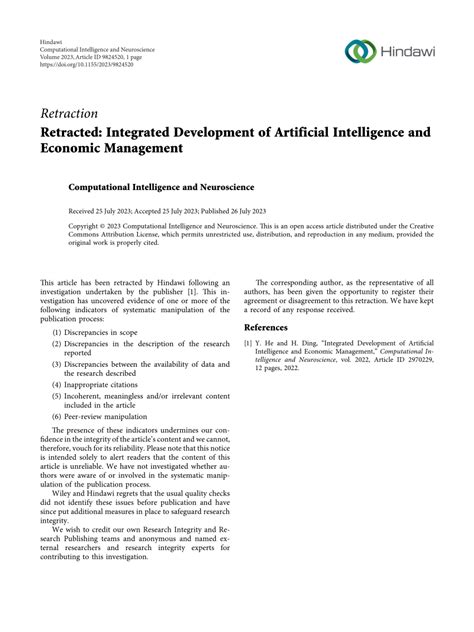 Pdf Retracted Integrated Development Of Artificial Intelligence And