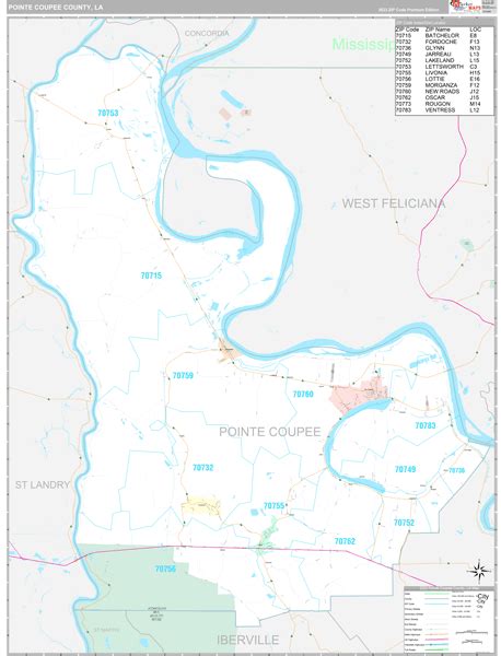 Pointe Coupee County La Wall Map Premium Style By Marketmaps Mapsales