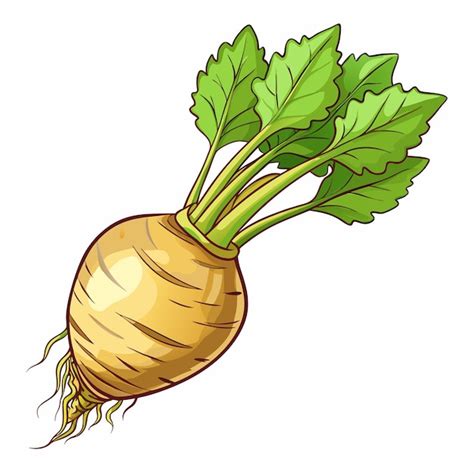 Fresh Burdock Root Vegetable Digital Art Illustration Premium Ai