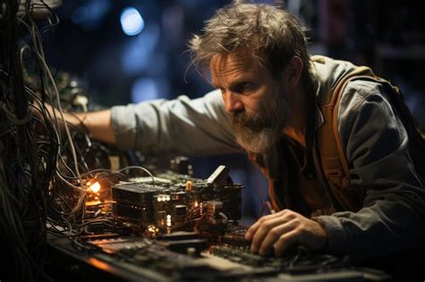 Premium Ai Image Computer Technician Troubleshooting And Fixing A