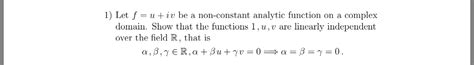 solved let f u i v be a non constant analytic function on