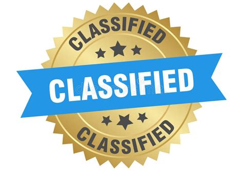 Classified Classified Round Blue And Gold Label Isolated On