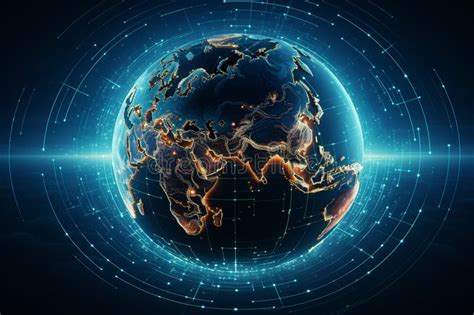 Earth Map Illustration With A Retro Scifi Generative Ai Stock